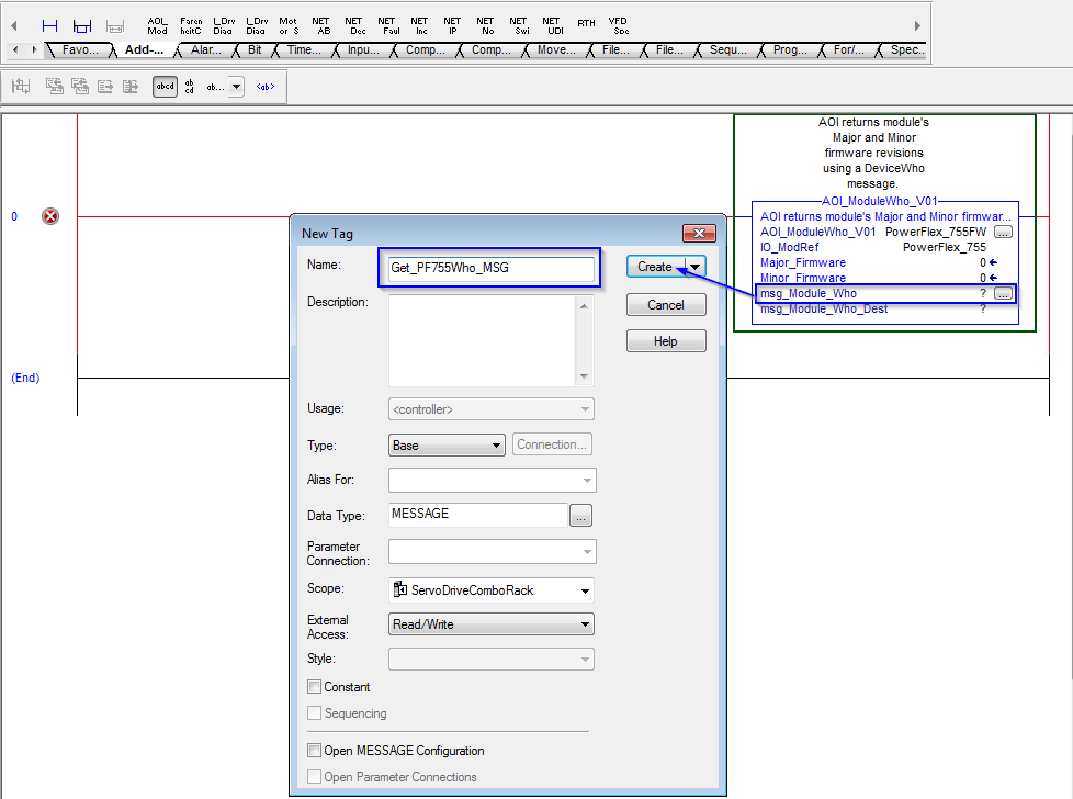 Adding The Studio 5000 AOI MSG Tag | Online PLC Support